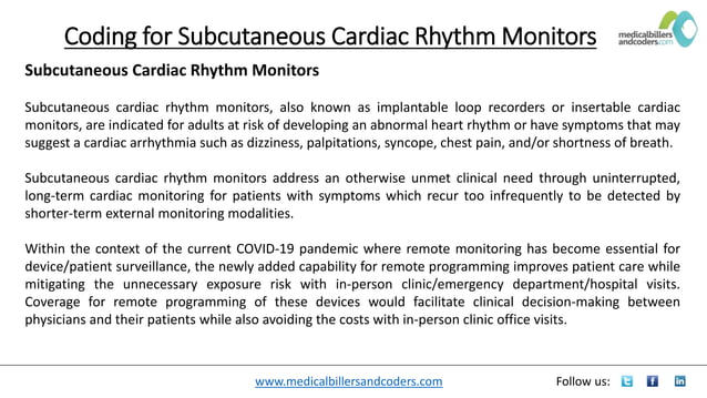 Coding for Subcutaneous Cardiac Rhythm Monitors | PPT