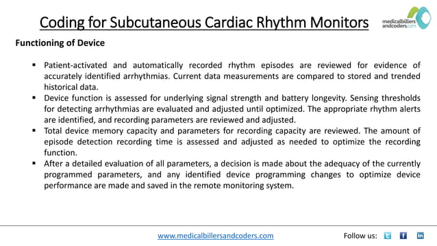 Coding for Subcutaneous Cardiac Rhythm Monitors | PPT