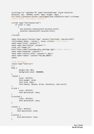 Source Code Halaman Web Radio Stremaing [RAMEN RADIO] | DOCX | Social ...