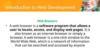 Coding IntroDUCTION to HTML Web Development | PPT