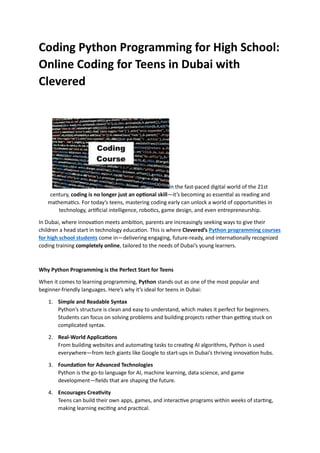 Coding Python Programming for High School - Online Coding for Teens in Dubai with Clevered.pdf