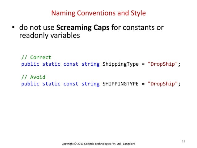 C Net Java General Naming And Coding Conventions