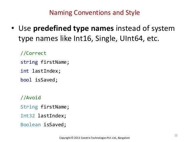 C Net Java General Naming And Coding Conventions