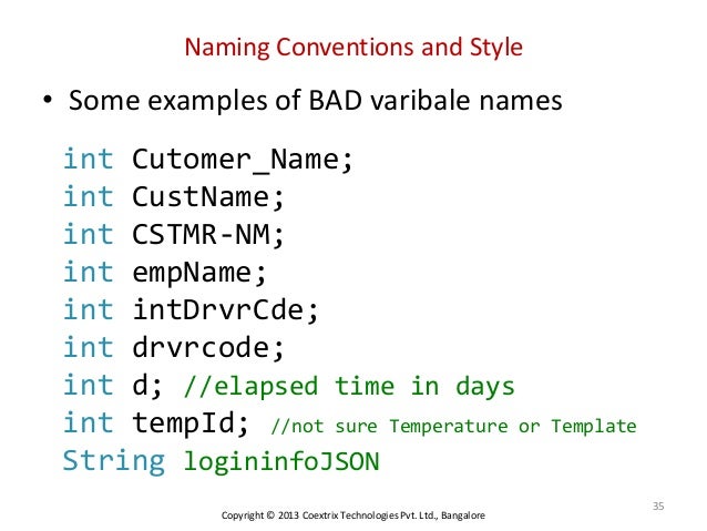 C Net Java General Naming And Coding Conventions 