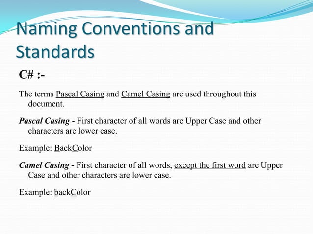 Coding standards | PPTX | Programming Languages | Computing