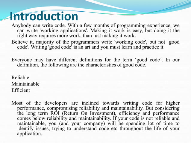 Coding standards | PPTX | Programming Languages | Computing