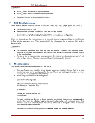 Coding standards php | DOC | Programming Languages | Computing