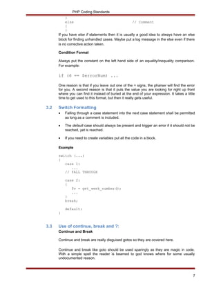 Coding standards php | DOC | Programming Languages | Computing