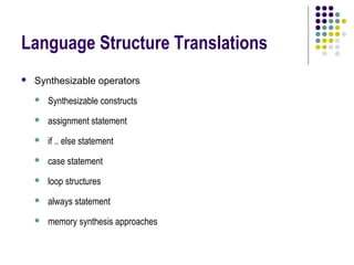 Coding style for good synthesis | PPT | Programming Languages | Computing
