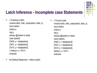 Coding style for good synthesis | PPT | Programming Languages | Computing