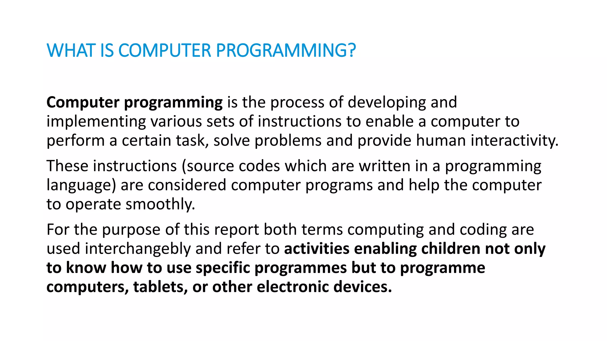 Computer programming and coding skills in national, regional or school ...
