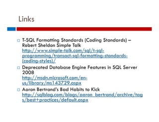 Coding T-SQL in a Team Environment | PDF