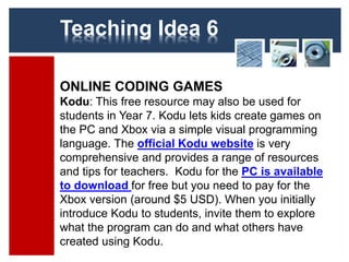 Year 5-6: Ideas for teaching coding | PPTX