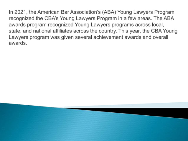 Chicago Bar Association Receives Recognition in Several Areas | PPT