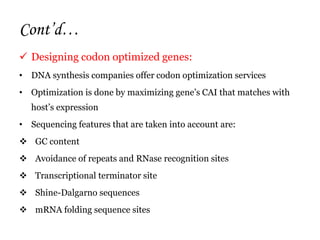 Codon bias as a means to fine tune gene | PPTX