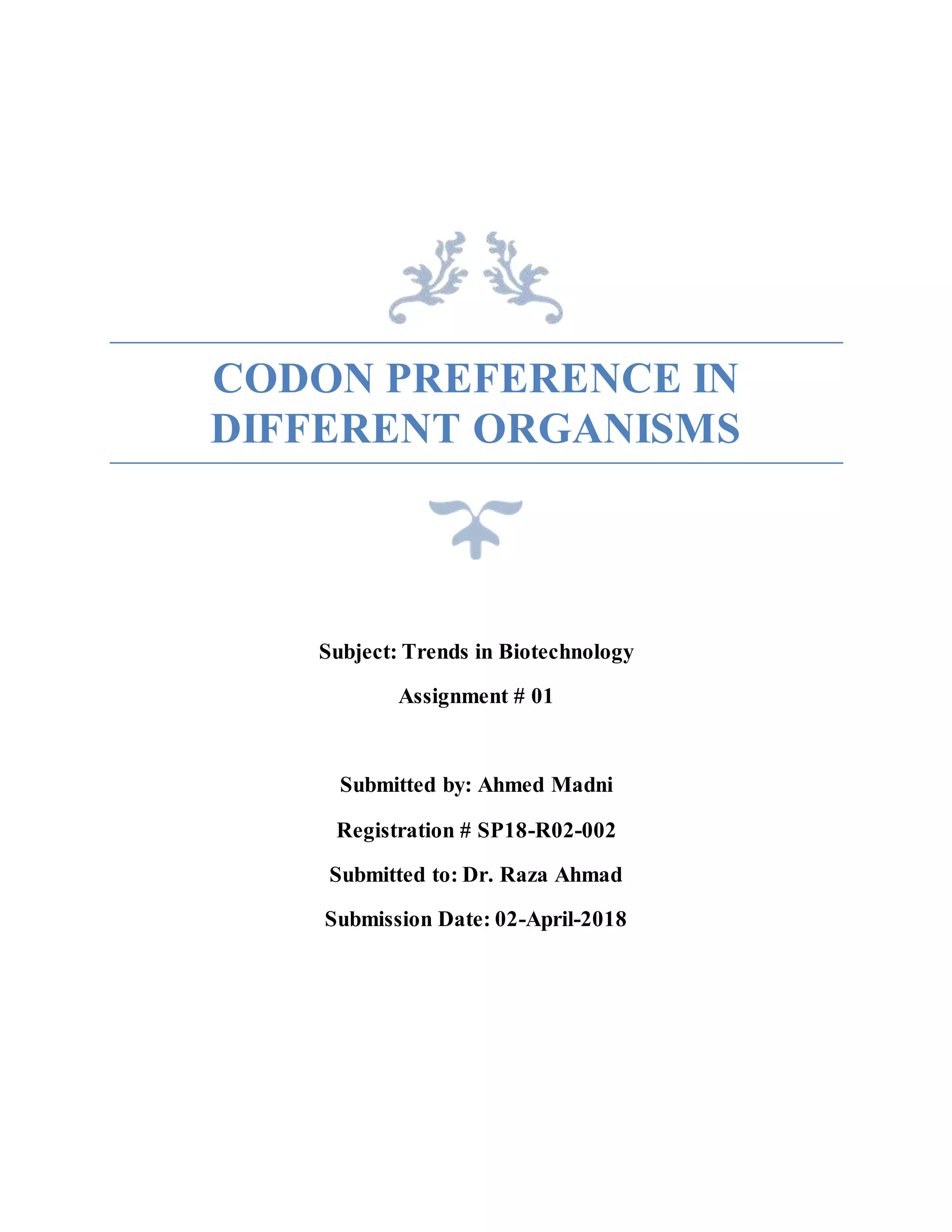 Codon p referance and factor influences it | PDF