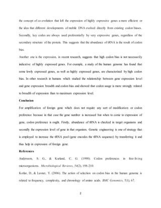 Codon p referance and factor influences it | PDF