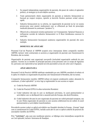 Cod practica etica asociatii de pacienti vs. pharma | PDF