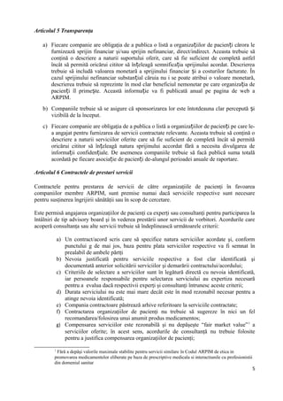 Cod practica etica asociatii de pacienti vs. pharma | PDF