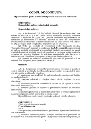 Codul de conduita 2018 2019 | PDF