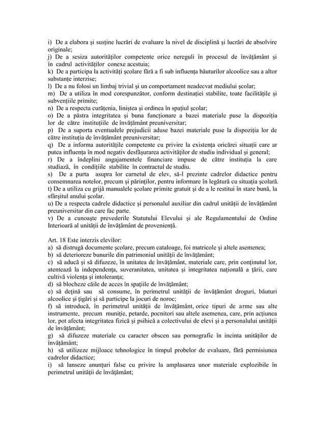 Codul de conduita etica si morala al elevilor | PDF