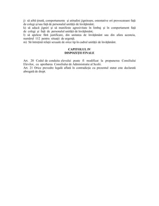 Codul de conduita etica si morala al elevilor | PDF