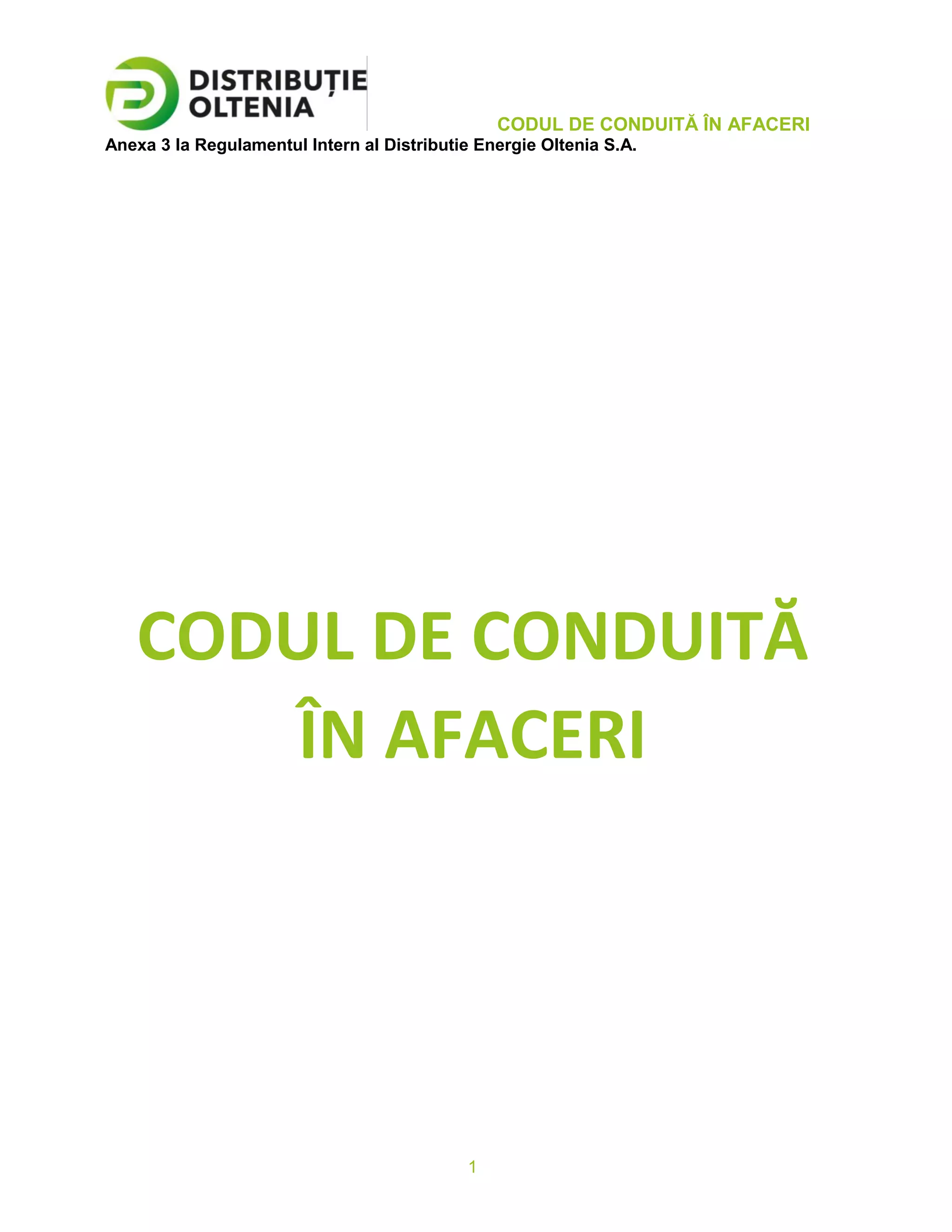 Codul de conduita in afaceri - Distributie Oltenia | PDF