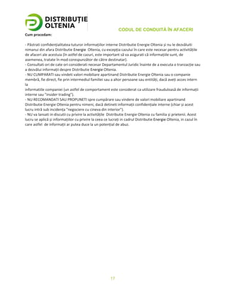 Codul de conduita in afaceri - Distributie Oltenia | PDF