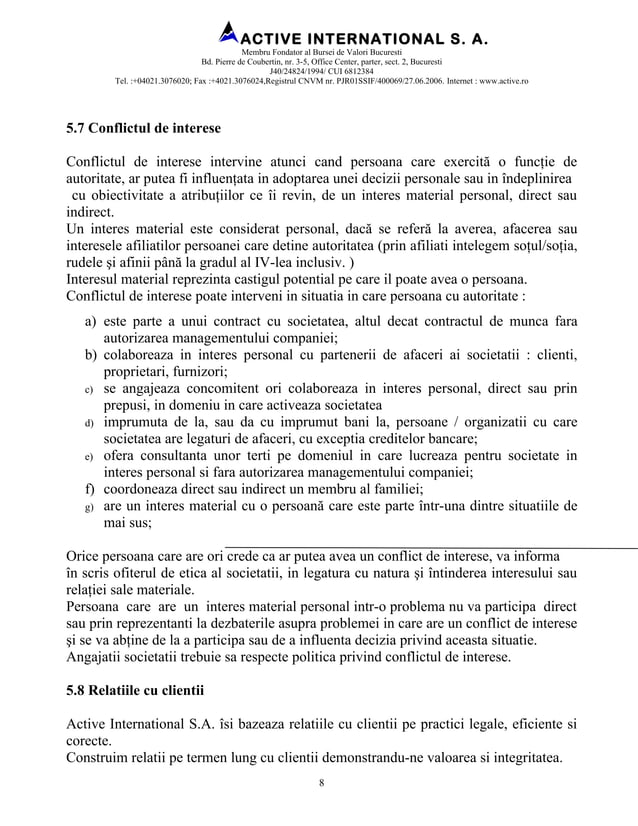 Codul de etica | PDF