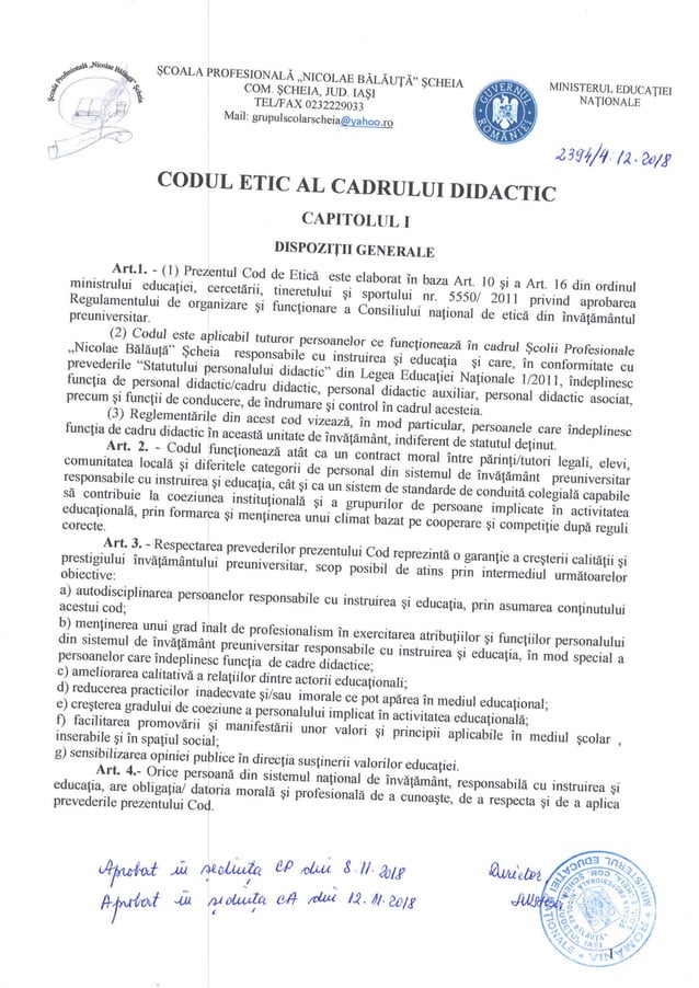 Codul etic al cadrului didactic | PDF