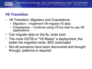 COE2010 Razorleaf ENOVIA SmarTeam and V6 Readiness | PPTX