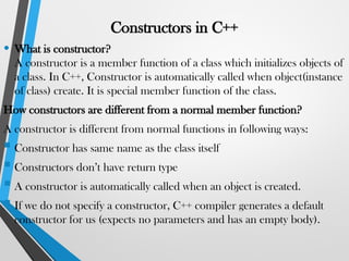 An introduction to Constructors and destructors in c++ .pptx
