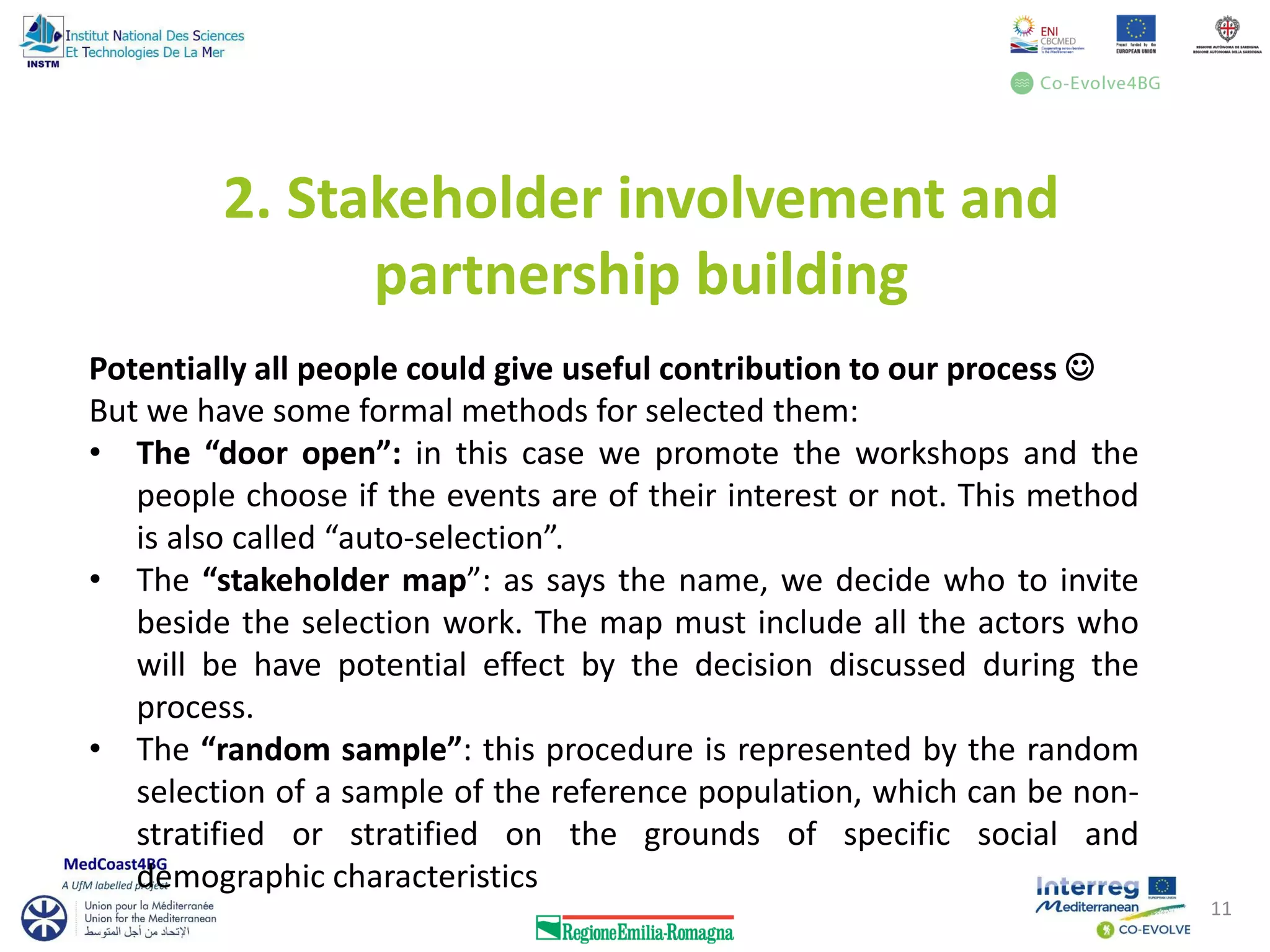 Stakeholder involvement for local Action Plans definition: approach ...