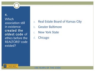 REALTOR® Code of Ethics Centennial Quiz | PPT