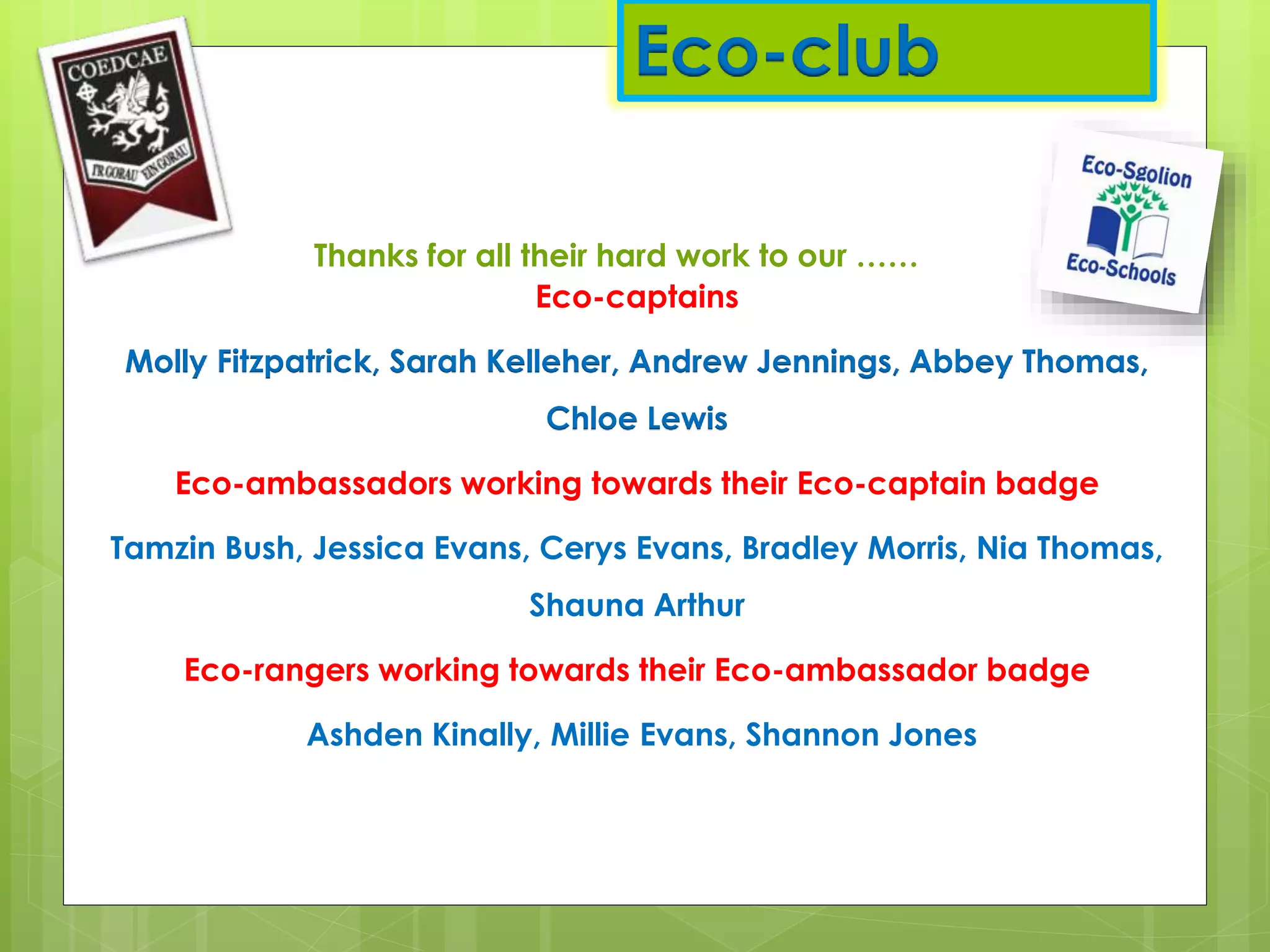 Coedcae eco school website powerpoint | PPTX