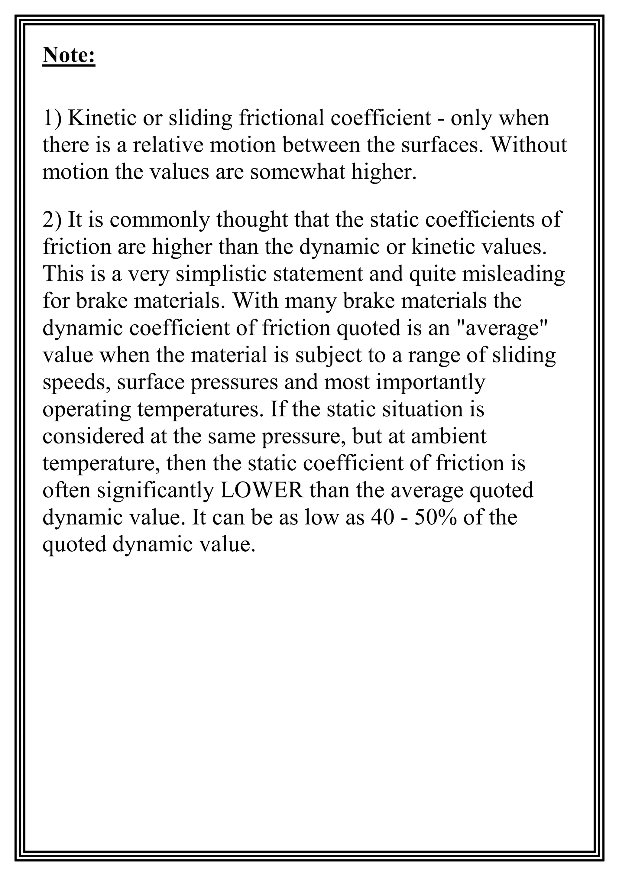 Coefficient of friction of different materials | PDF