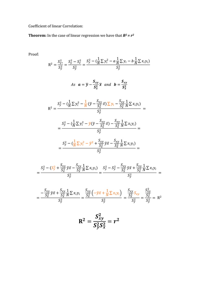 Coefficient of linear correlation theorem | PDF