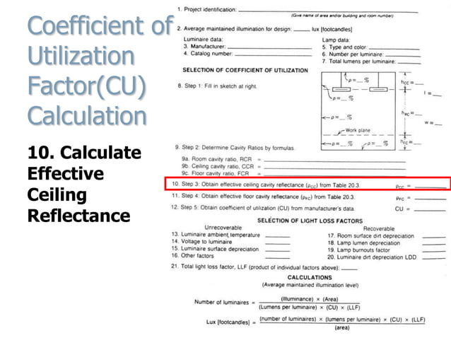 Coefficient of utilization (cu) | PPTX | Interior Decorating | Home & Garden