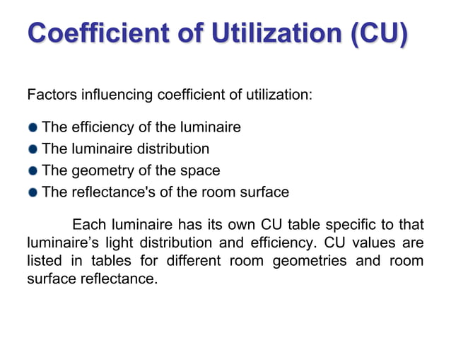 Coefficient of utilization (cu) | PPTX | Interior Decorating | Home ...