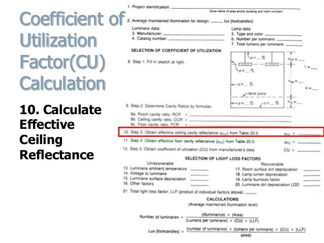 Coefficient Of Utilization Cu
