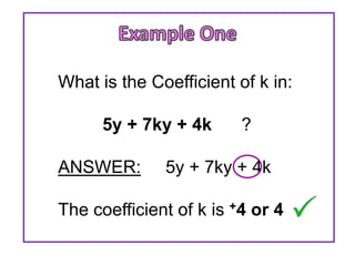 Algebra Coefficients Pronumerals | PPT