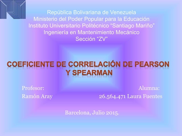 Coeficiente de correlación de pearson y spearman | PPT