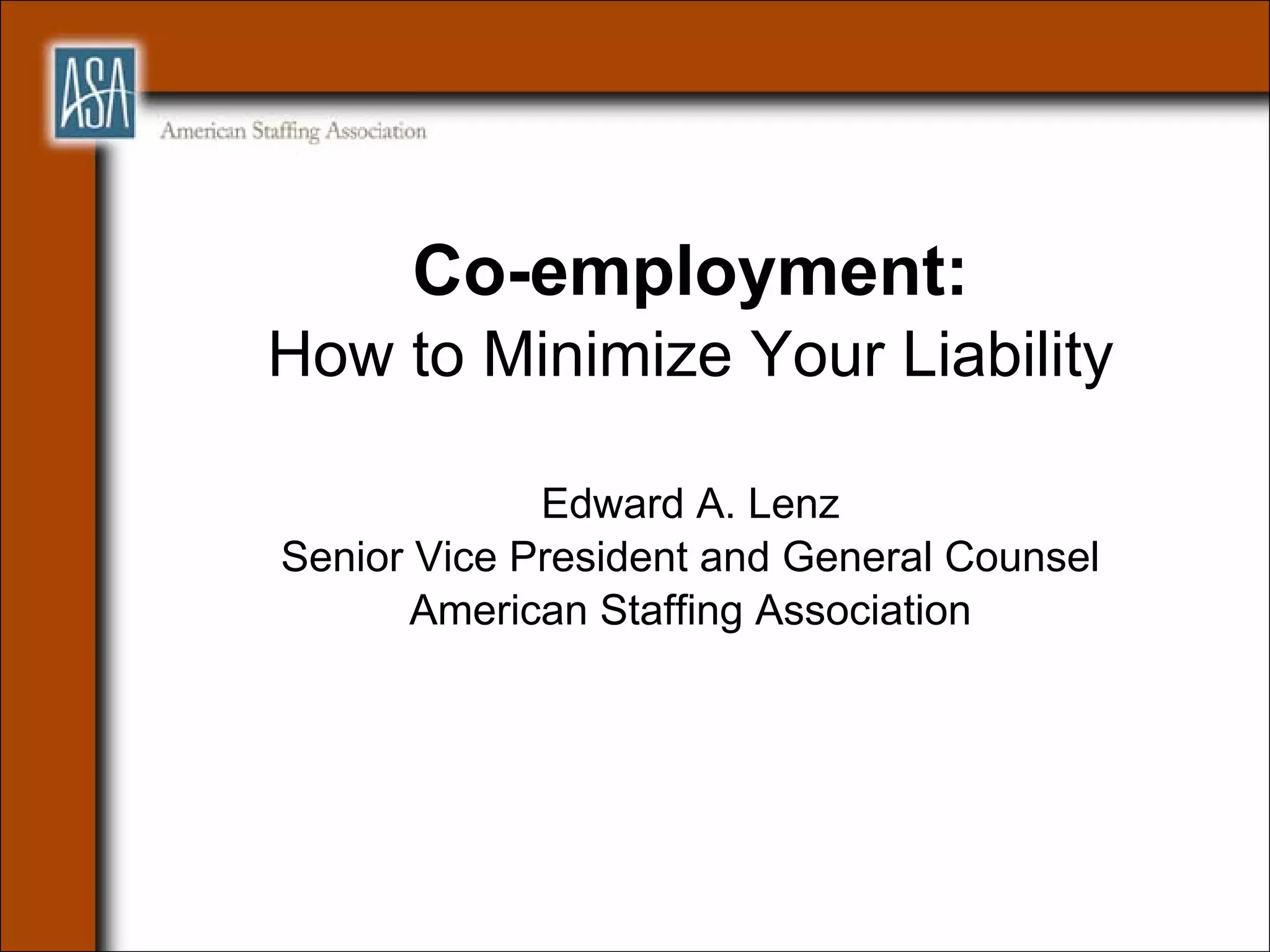 Co-employment: Risks and Rewards | PDF