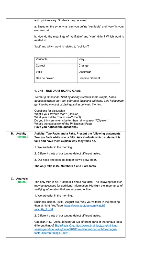 Classroom Observation for English Subject IV Facts & Opinion.docx