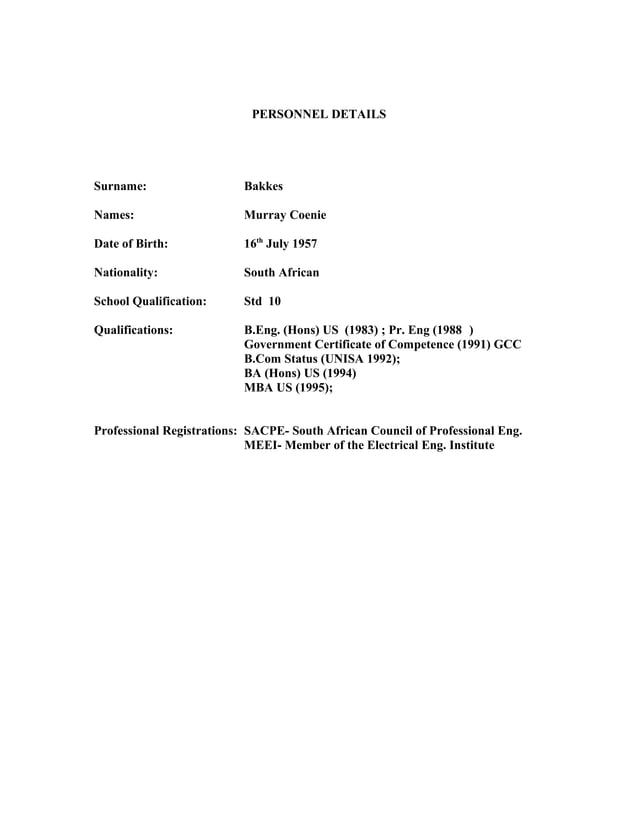 Coenie curriculum vitae2 | DOC