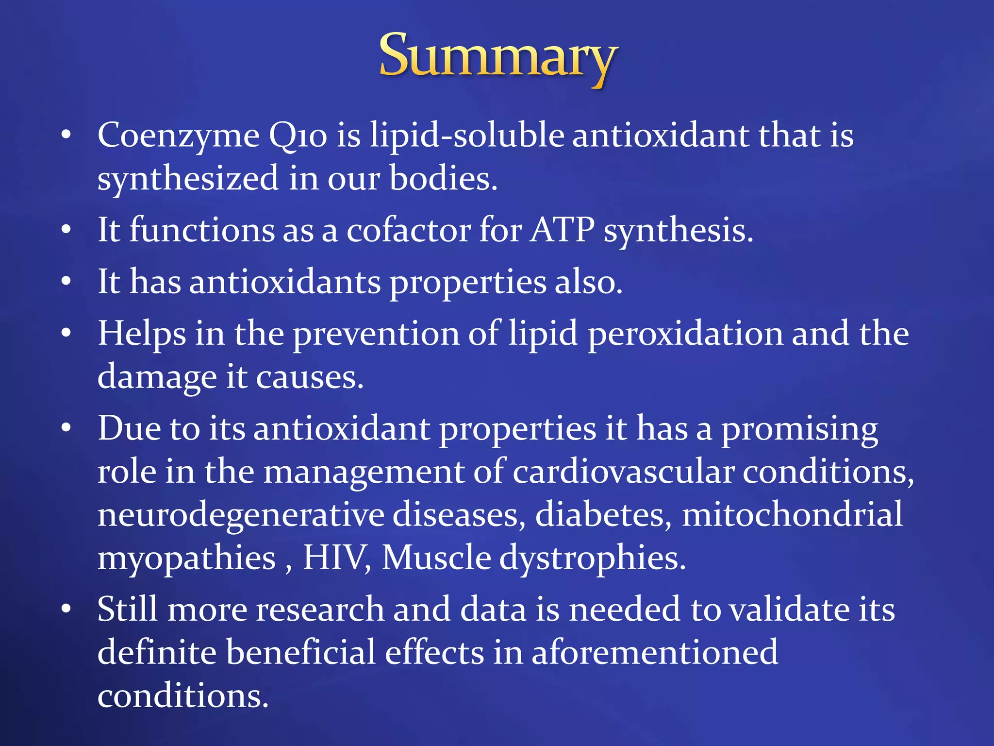 Coenzyme Q10 - Ubiquinone | PPTX