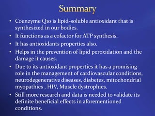 Coenzyme Q10 - Ubiquinone | PPTX
