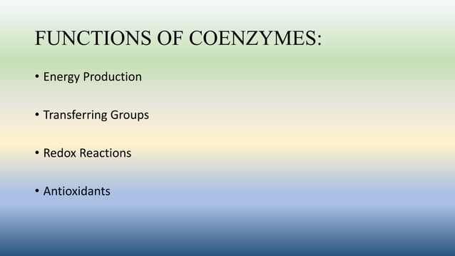 Coenzymes : Structure and function