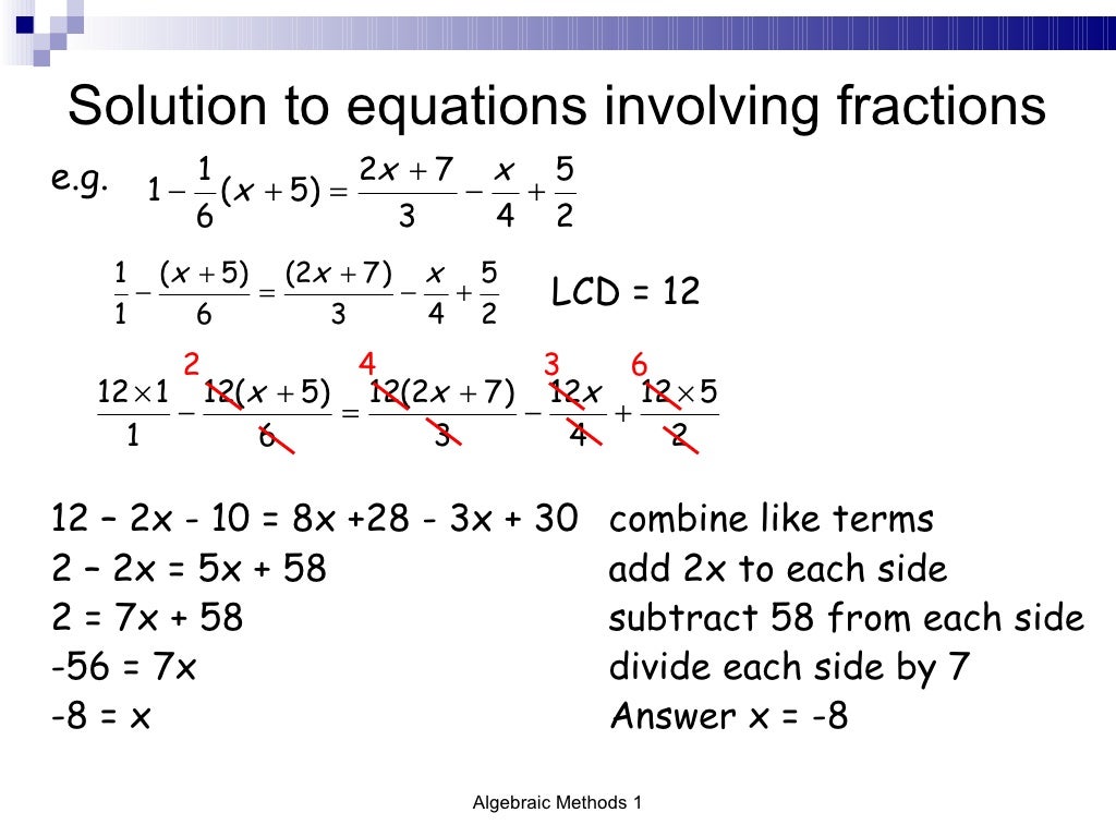 Algebraic Methods 1