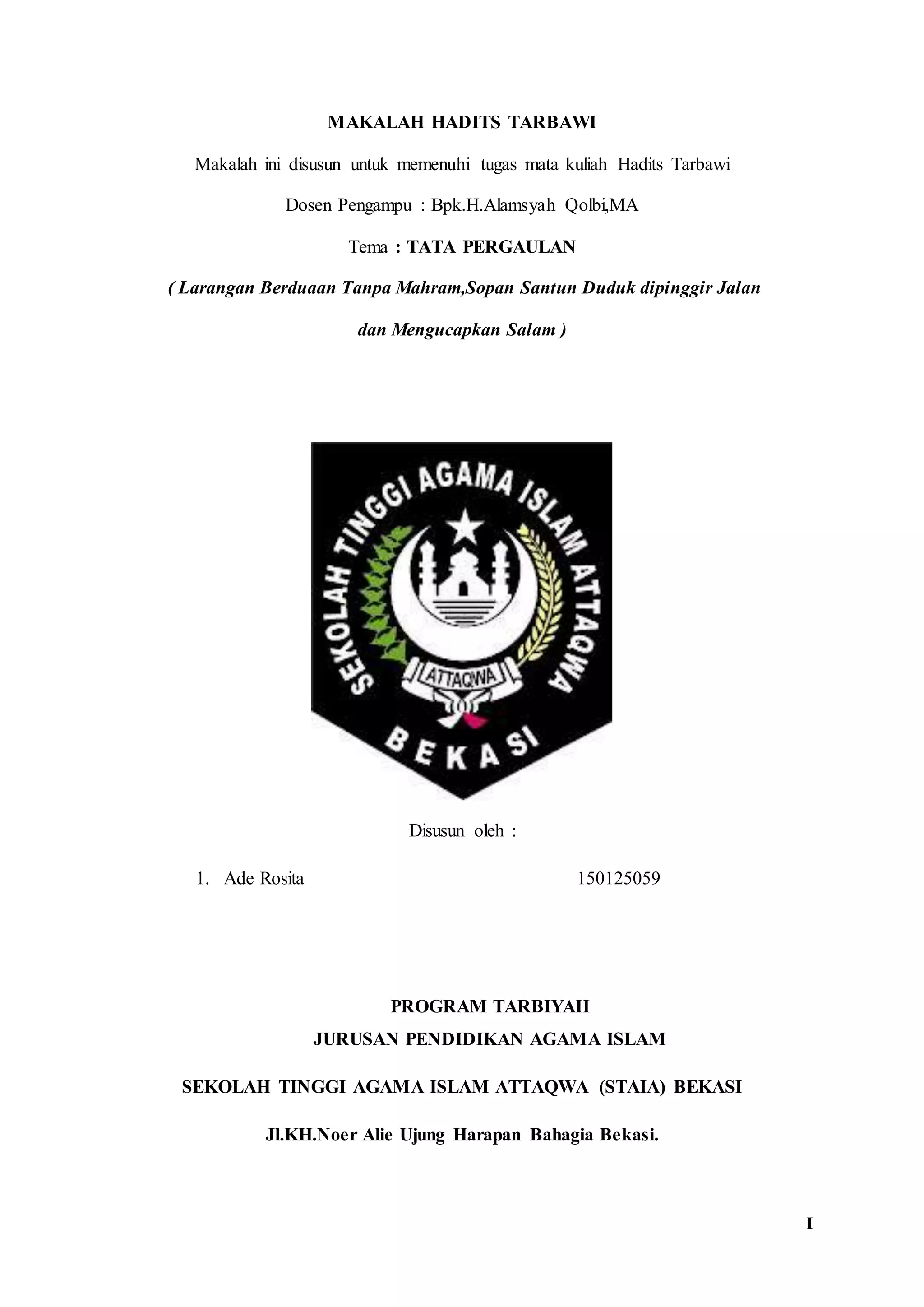 Makalah Hadits Tarbawi | DOCX